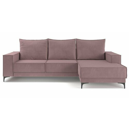 Угловой диван-кровать PUSHE Мэйсон, правый угол, велюр, розовый Balance 312