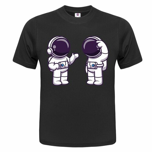 Футболка  Детская футболка ONEQ 146 (11-12) размер с принтом Космонавт, черная, размер 11-12, черный