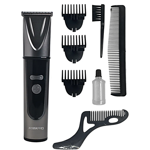 Машинка для стрижки волос Rozia, Профессиональный триммер для стрижки волос, для бороды, усов, Черно-серебристый