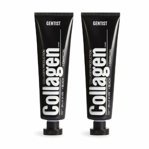 Amore Pacific Gentist Коллагеновая отбеливающая зубная паста с древесным углем Collagen Gentist Black Charcoal набор 2шт 100 мл