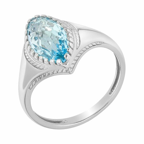 Перстень UVI Ювелирочка, серебро, 925 проба, родирование, голубой, серебряный