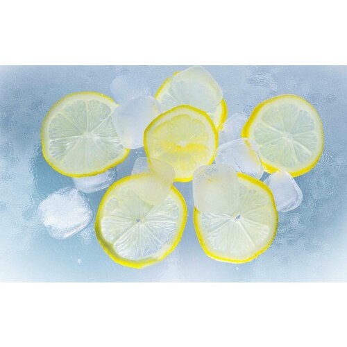 Картина на холсте 60x110 LinxOne "Лед, лимоны, цитрус" интерьерная для дома / на стену / на кухню / с подрамником