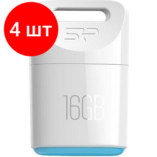 Комплект 4 штук, Флеш-память Silicon Power Touch T06 16Gb/USB 2.0/Белый (SP016GbUF2T06V1W)