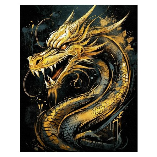 Картина готовая на холсте, 40x50, дракон, c подрамником