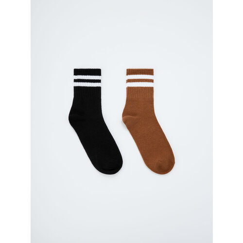 Носки Sela 2 пары, размер 18/20, коричневый, черный