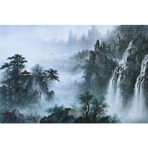 Картина маслом "Беседка в горах" 40х60см. Символ стабильности и богатства по фен шуй