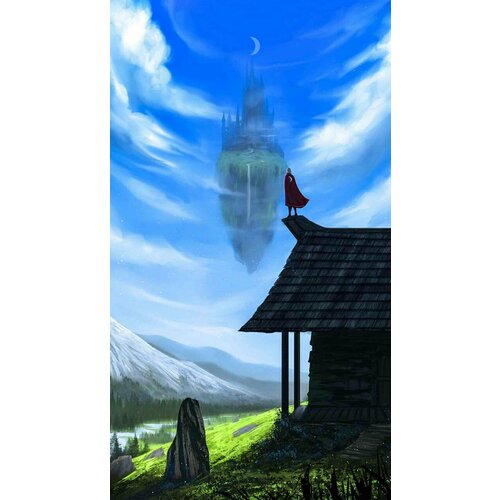 Картина на холсте 60x110 LinxOne "Здание, силуэт, крыша, замок, вертикальный" интерьерная для дома / на стену / на кухню / с подрамником