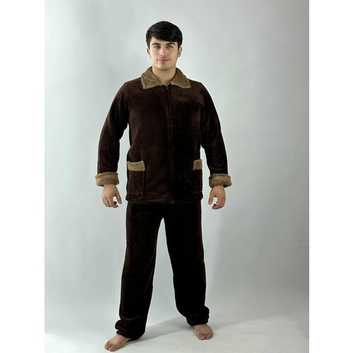 Пижама , размер 52-54, темно-коричневый