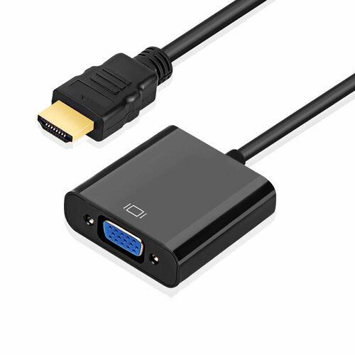 Конвертер переходник HDMI 1.4 VGA Jack 3.5 Micro USB GCR для монитора телевизора ноутбука черный преобразователь сигнала VGA HDMI