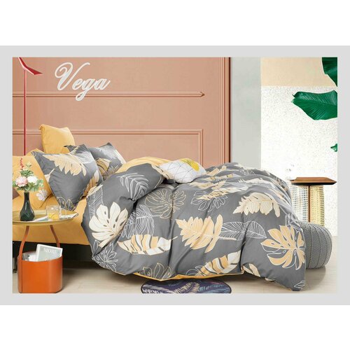 Комплект постельного белья "VEGA" из сатина, 1,5 спальный, с наволочками 70х70