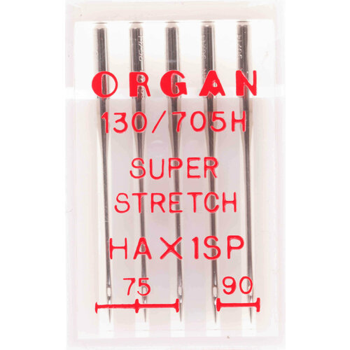 Иглы для швейных машин ORGAN Супер стрейч, №75-90, 5шт, 1шт
