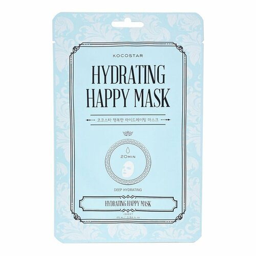 KOCOSTAR HYDRATING HAPPY MASK Увлажняющая тканевая маска для лица с океанической водой и экстрактом водорослей 23мл