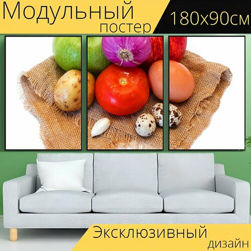 Модульный постер "Овощи, томат, помидор" 180 x 90 см. для интерьера