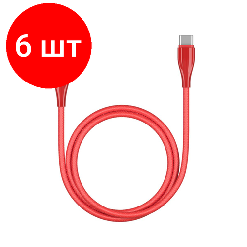 Комплект 6 штук, Кабель Deppa Ceramic USB - USB-C, 1м, красный