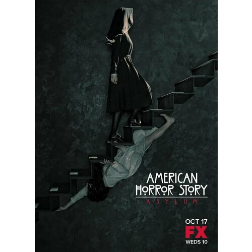 Плакат, постер на бумаге Американская история ужасов (American Horror Story, с 2011г). Размер 21 на 30 см