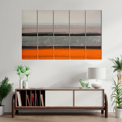 Модульная картина/Модульная картина на холсте/Модульная картина в подарок/ серая и оранжевая Абстракция - gray and Orange Abstraction125х80