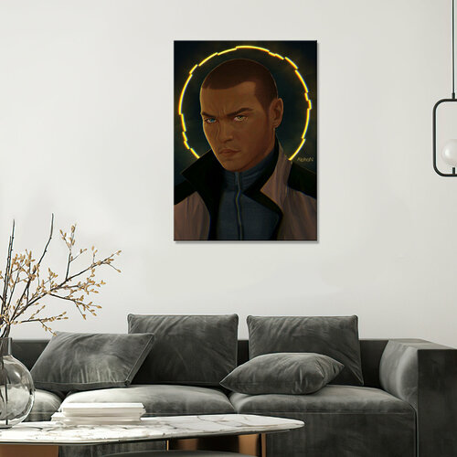 Интерьерная картина на холсте -Маркус с неоновым нимбом Детроит стать человеком 40х60