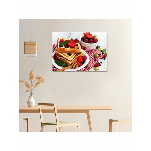 Картина на холсте с подрамником Вафли с ягодами6 50х70