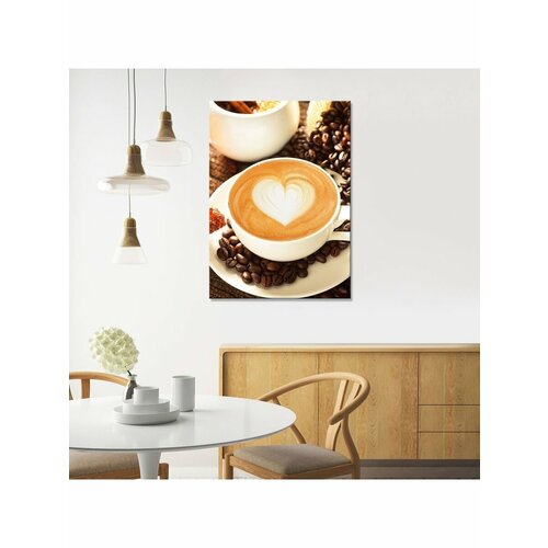 Картина на холсте с подрамником Кофе пенка с сердечком 30х40