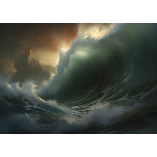 Постер - "Бушующие морские волны"на фотобумаге / А2 / в тубусе без рамы