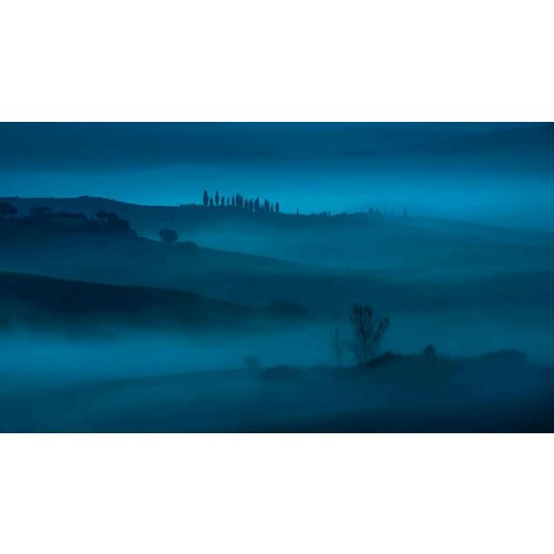 Картина на холсте 60x110 Альянс Лес "Пейзаж природа Morning Mist" на подрамнике / интерьер/ декор