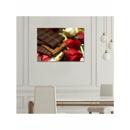Картина на холсте с подрамником Шоколад и розы 20х30