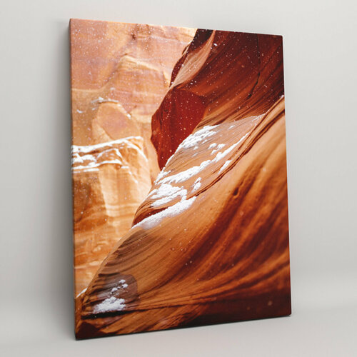 Картина на холсте (интерьерный постер) "Ущелье в пустыне в снегу" природа, пейзажи, с деревянным подрамником, размер 30x40 см