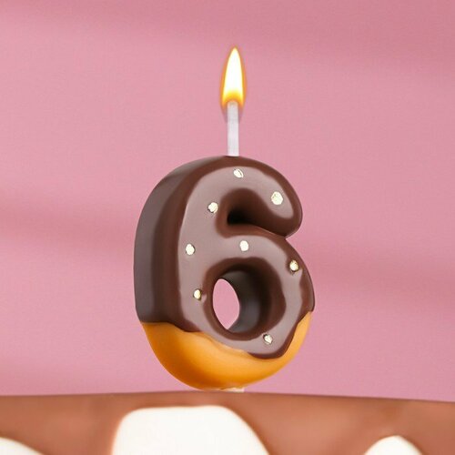 Свеча в торт "Шоколадная глазурь", цифра "6" ,3,8 см (комплект из 14 шт)
