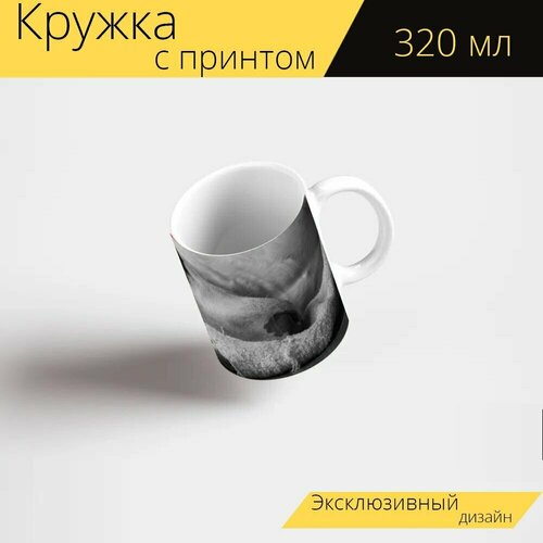 Кружка с рисунком, принтом "Бультерьер, собака, черный и белый" 320 мл.