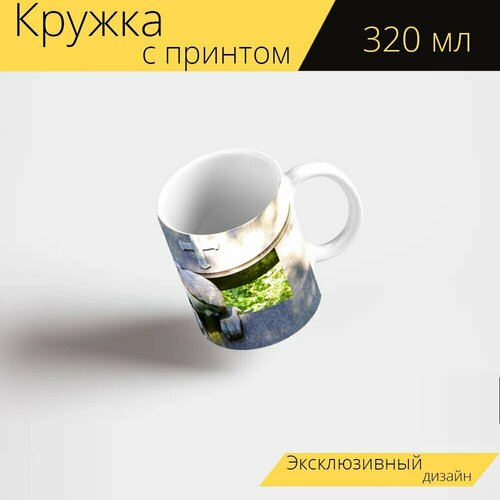 Кружка с рисунком, принтом "Ангел, фигура, кладбище" 320 мл.