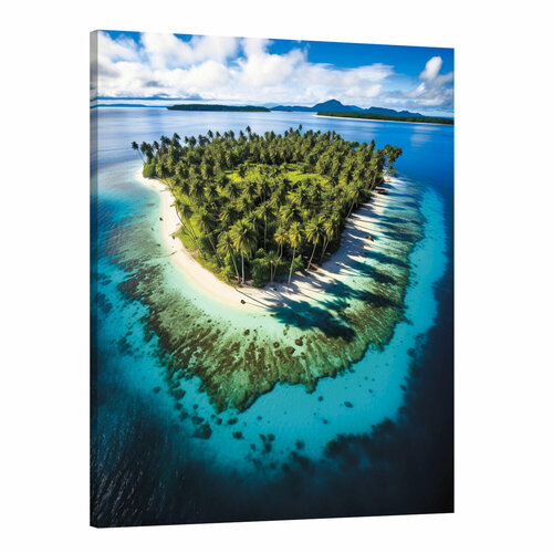 Интерьерная картина 50х70 "Пейзаж с островом и пальмами"