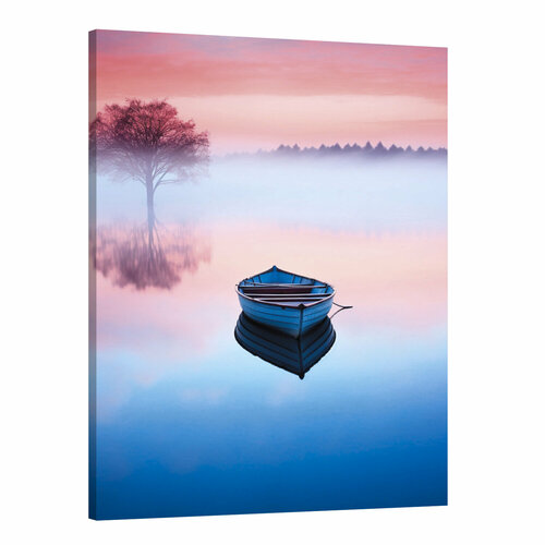 Интерьерная картина 50х70 "Лодка в тумане"