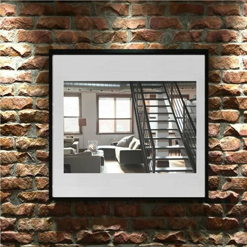 Постер "Комната с лестницей" Cool Eshe из коллекции "Интерьеры на любой вкус", плакат А4 (29,7 х 21 см)