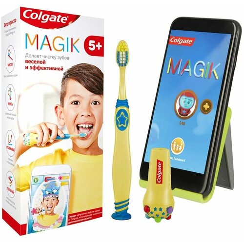 Colgate / Зубная щетка Colgate Magik детская 5+ супермягкая с приложением для чистки зубов 2 шт