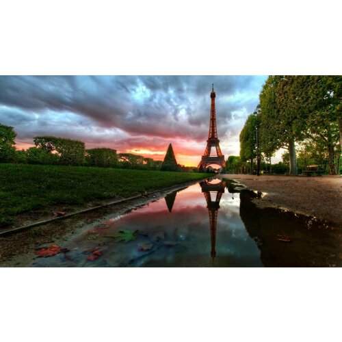 Картина на холсте 60x110 LinxOne "Париж эйфелева башня франция" интерьерная для дома / на стену / на кухню / с подрамником