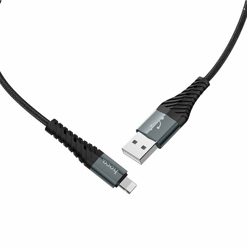 USB кабель HOCO X38 Cool Lightning 8-pin, 2.4А, 1м, нейлон (черный)