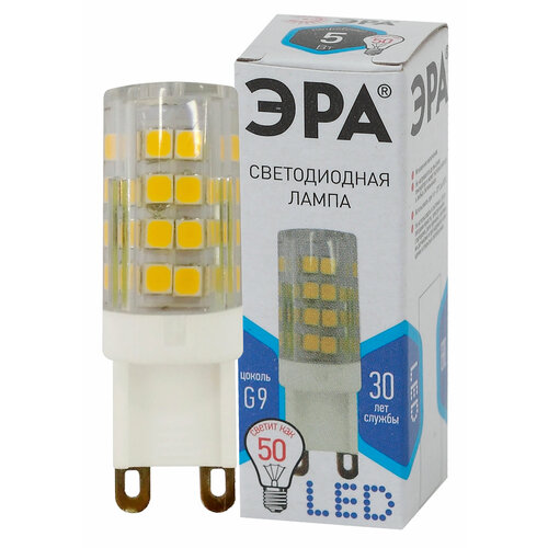 Лампа светодиодная JCD-5w-220V-corn ceramics-840-G9 400лм ЭРА Б0027864 (упаковка 5 шт)