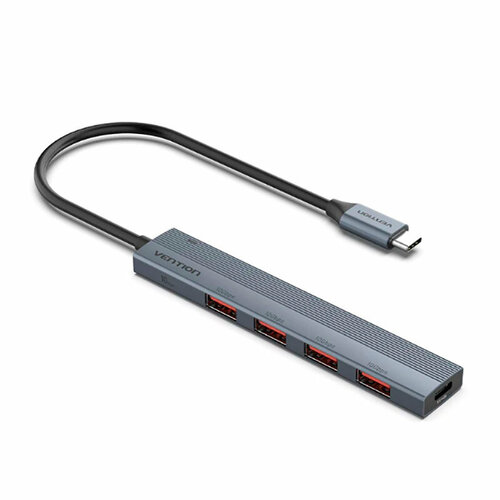 Хаб USB Vention OTG USB-C - 4xUSB 3.2 Gen 2 + USB-C PD 15cm Grey CKHHB