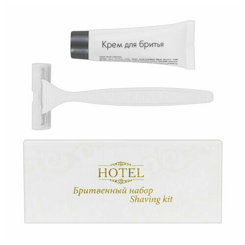 Бритвенный набор комплект 200 шт, HOTEL (крем для бритья + станок), картон, 2000121