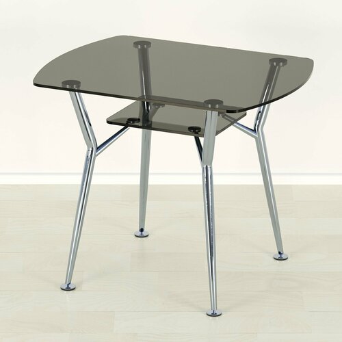 Стеклянный стол Квадро 32 серый/хром (900х600)