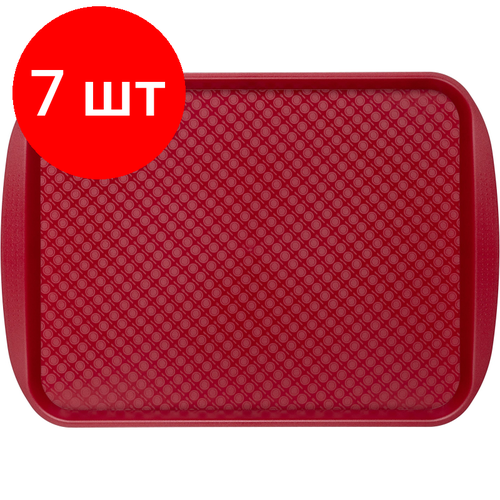Комплект 7 штук, Поднос 415х300 мм красный, Restola, ПП 422108904
