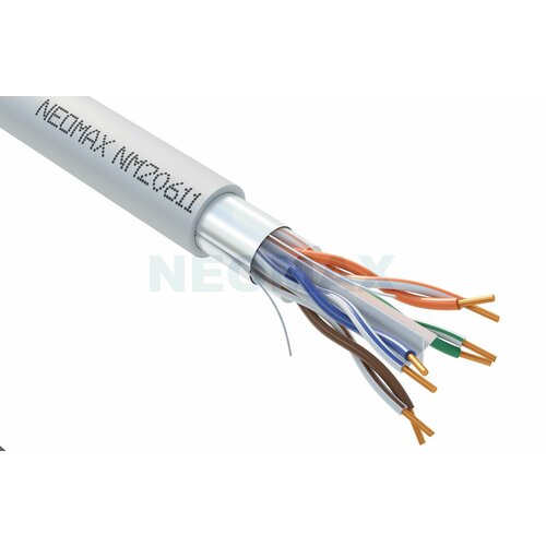 Кабель витая пара NEOMAX NM20611-105М-P F/UTP cat.6 4 пары (105 м) 0.57 мм (23 AWG) одножильный, чистая медь, LSZH