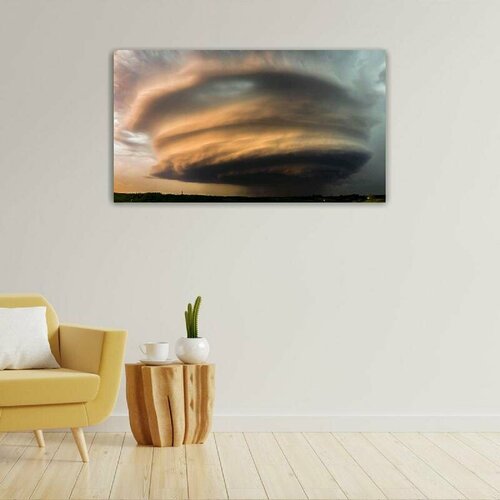 Картина на холсте 60x110 LinxOne "Storm Panoramic strong rain" интерьерная для дома / на стену / на кухню / с подрамником
