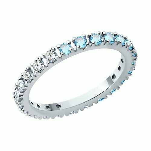 Кольцо Diamant online, серебро, 925 проба, фианит, топаз, размер 16