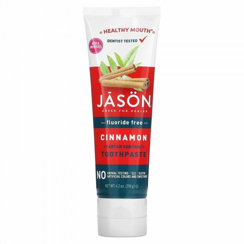 Jason Natural, Healthy Mouth, зубная паста, предупреждающая появление зубного камня, без фторида, с корицей, 119 г (4,2 унции)