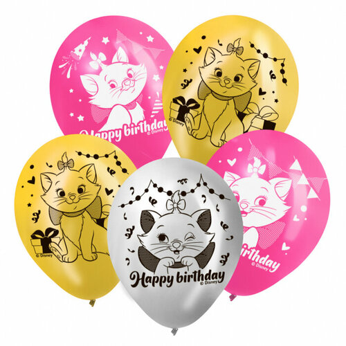Disney Воздушные шары «С Днем Рождения», Коты Аристократы, 5 шт, 12"