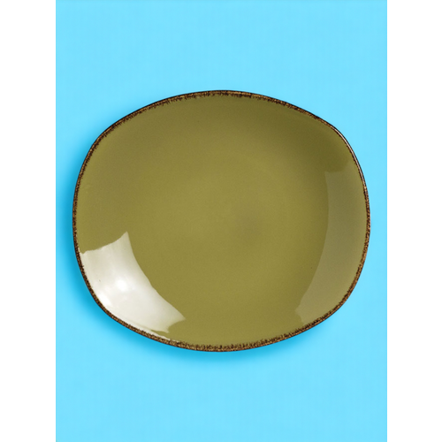 Тарелка мелкая овальная «Террамеса олива», зеленый, фарфор, 11220581, Steelite