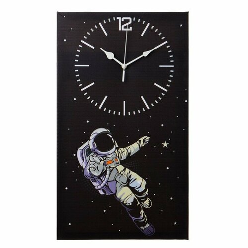 Часы-картина настенные "Космонавт", плавный ход, 35 х 60 см, АА