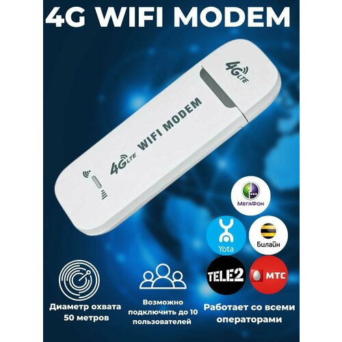 Беспроводной модем 3G 4G LTE usb WI-FI роутер Любой оператор Белый 4G Pro Series X точка доступа