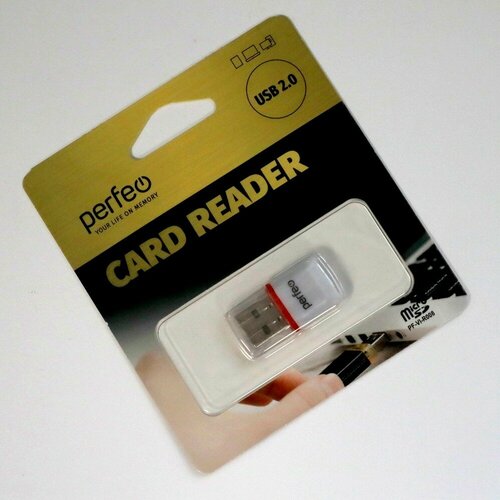 Картридер Perfeo Card Reader Micro SD, (PF-VI-R008), белый